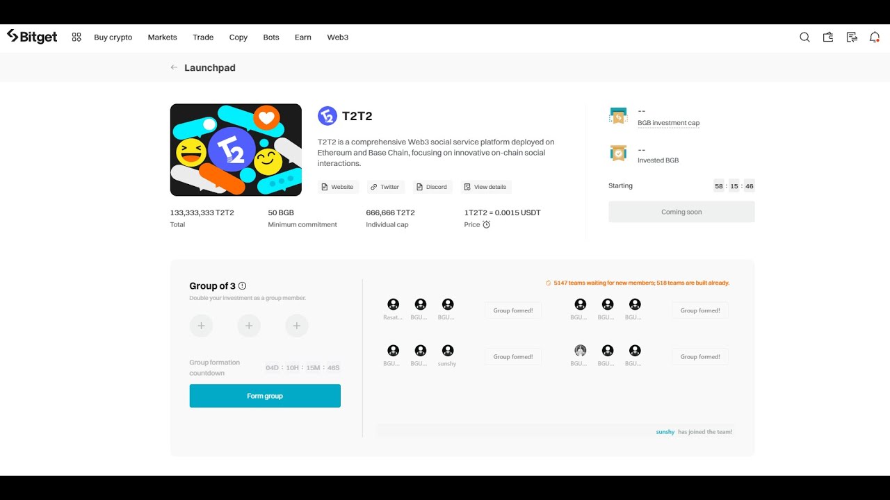 Bitget Borsası Launchpad: $T2T2 Yeni Ön Satış - YouTube