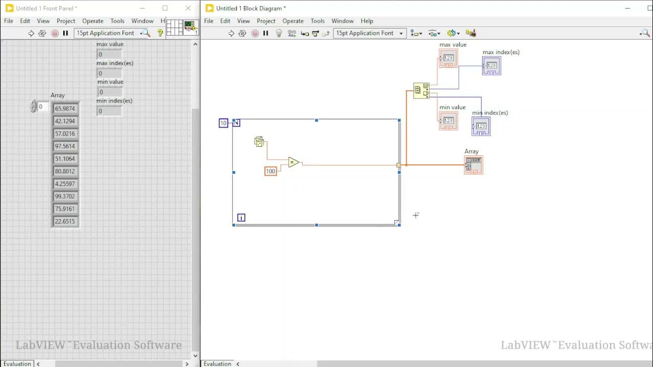 "Arreglos" | LabView | Genrerar 10 números aleatorios entre 0 y 100 ...