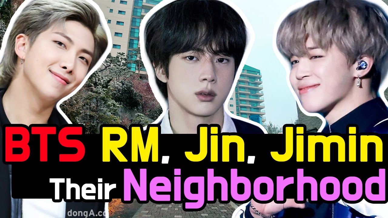 Walking from BTS Jimin and RM's house to Jin's house. BTS neighborhood ...