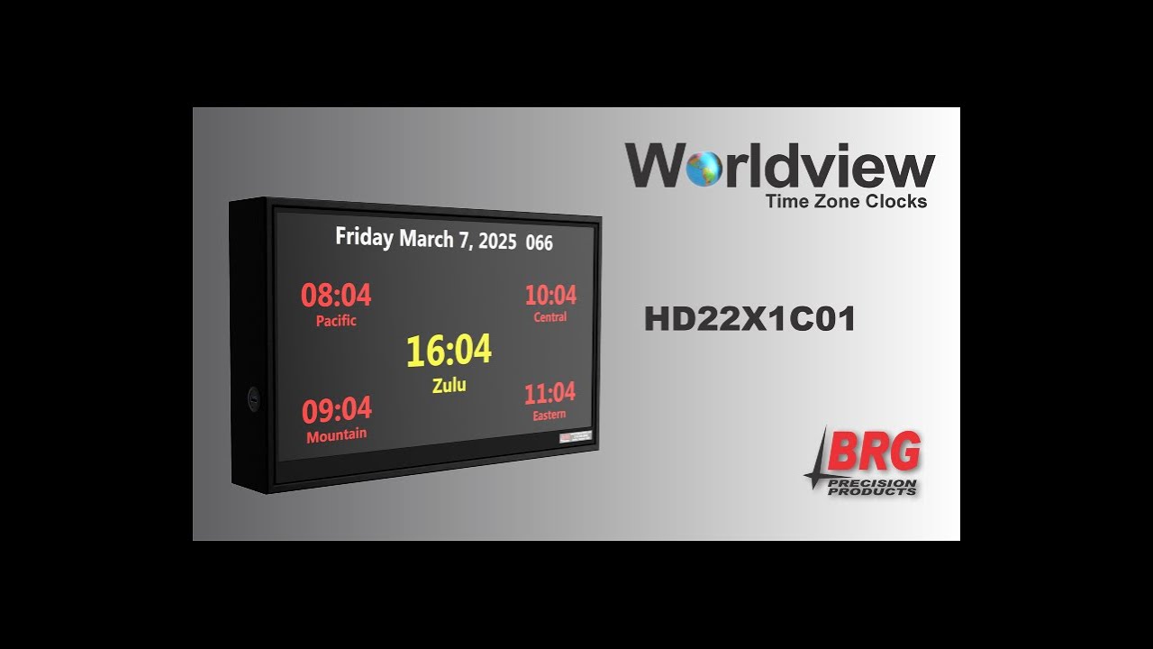 HD22X1C01 Worldview Time Zone Clock by BRG Precision Products. - YouTube