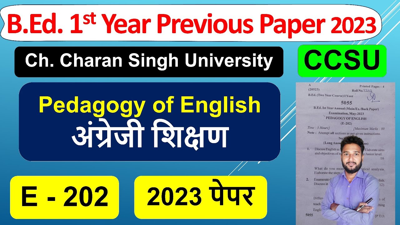 Pedagogy of English CCSU B.ed 1st year previous year 2023 paper English ...