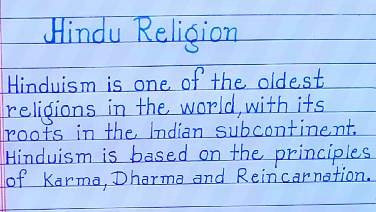 Hindu Religion Essay in English//Handwriting - YouTube