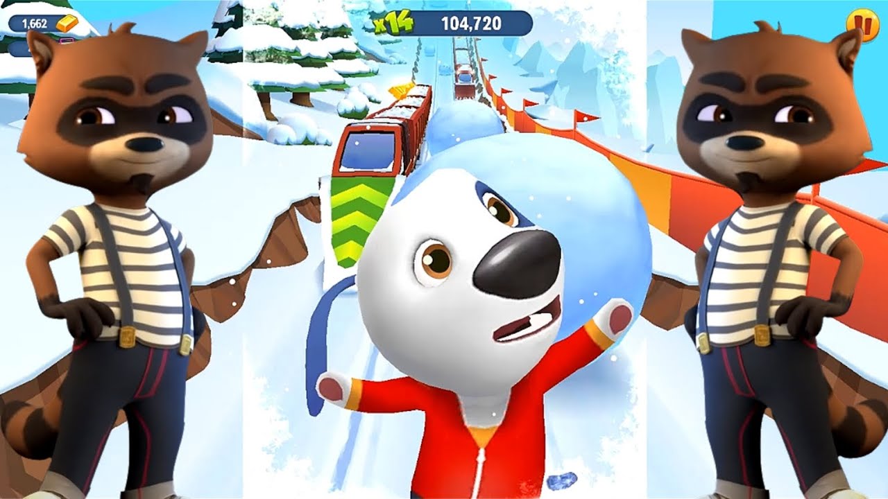 TALKING TOM GOLD RUN - TALKING HANK AND ROY RACCOON FIGHTING AT MODERN ...