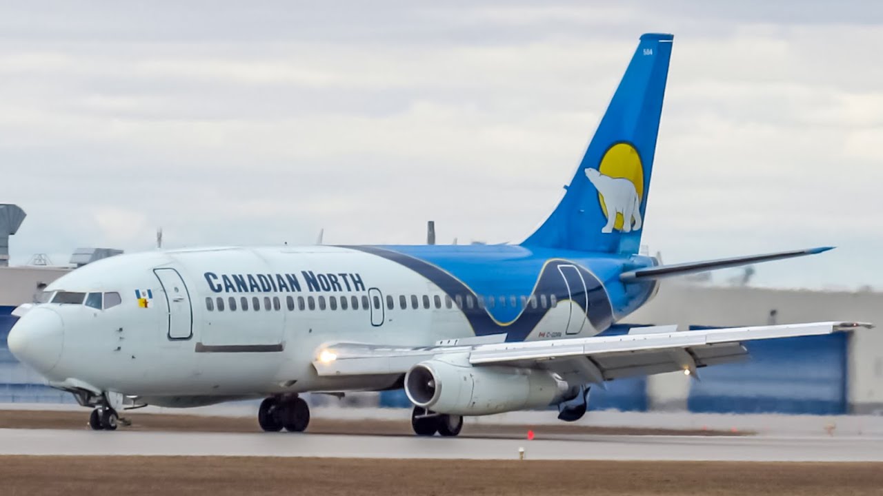Classic! Canadian North Boeing 737-200 COMBI (B732) landing & departing ...