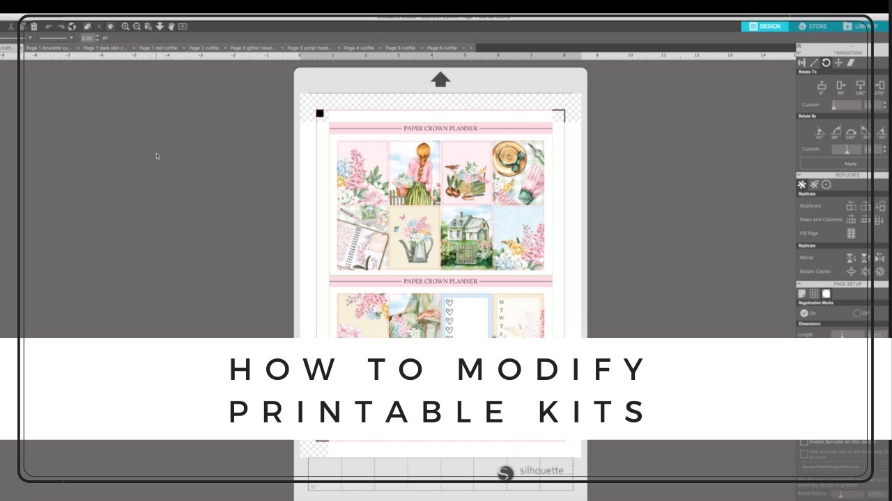 How to modify printable kits in Silhouette Studio - YouTube