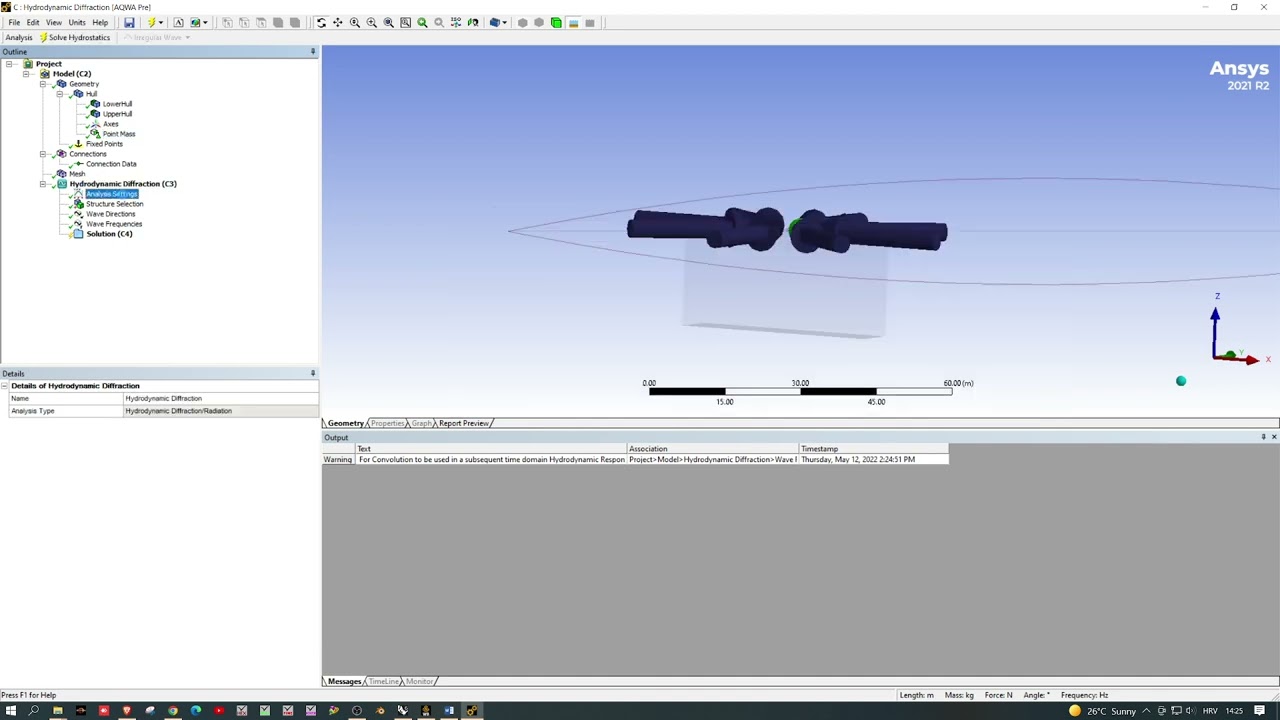 ANSYS AQWA, Wigley hull - PART #4, Hydrodynamic Diffraction Settings ...