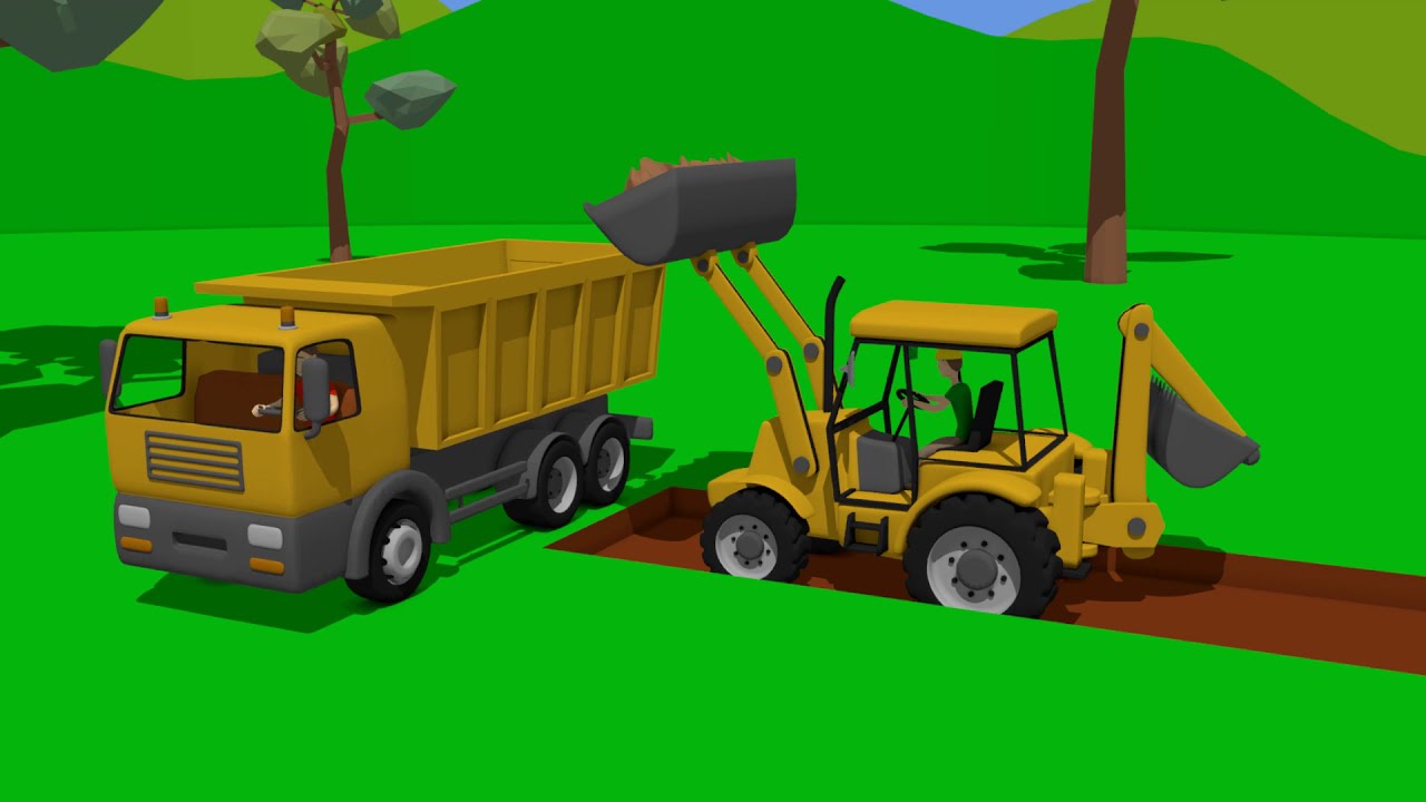 Video Excavator and Bulldozer - School Construction - Colorful ...