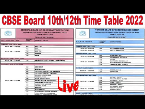 CBSE Board 10th/12th Time Table 2022 - YouTube