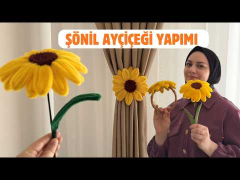 Şönil Telden Çiçek nasıl yapılır? Şönilden Ayçiçeği Yapımı | Pipe Cleaner Flower| Kolay DIY Çiçek 