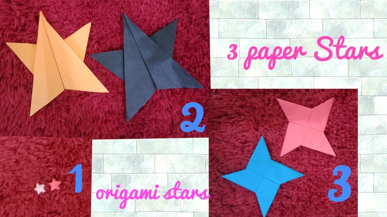 🌸THREE origami stars tutorial in easy way paper folding craft 3 paper ...