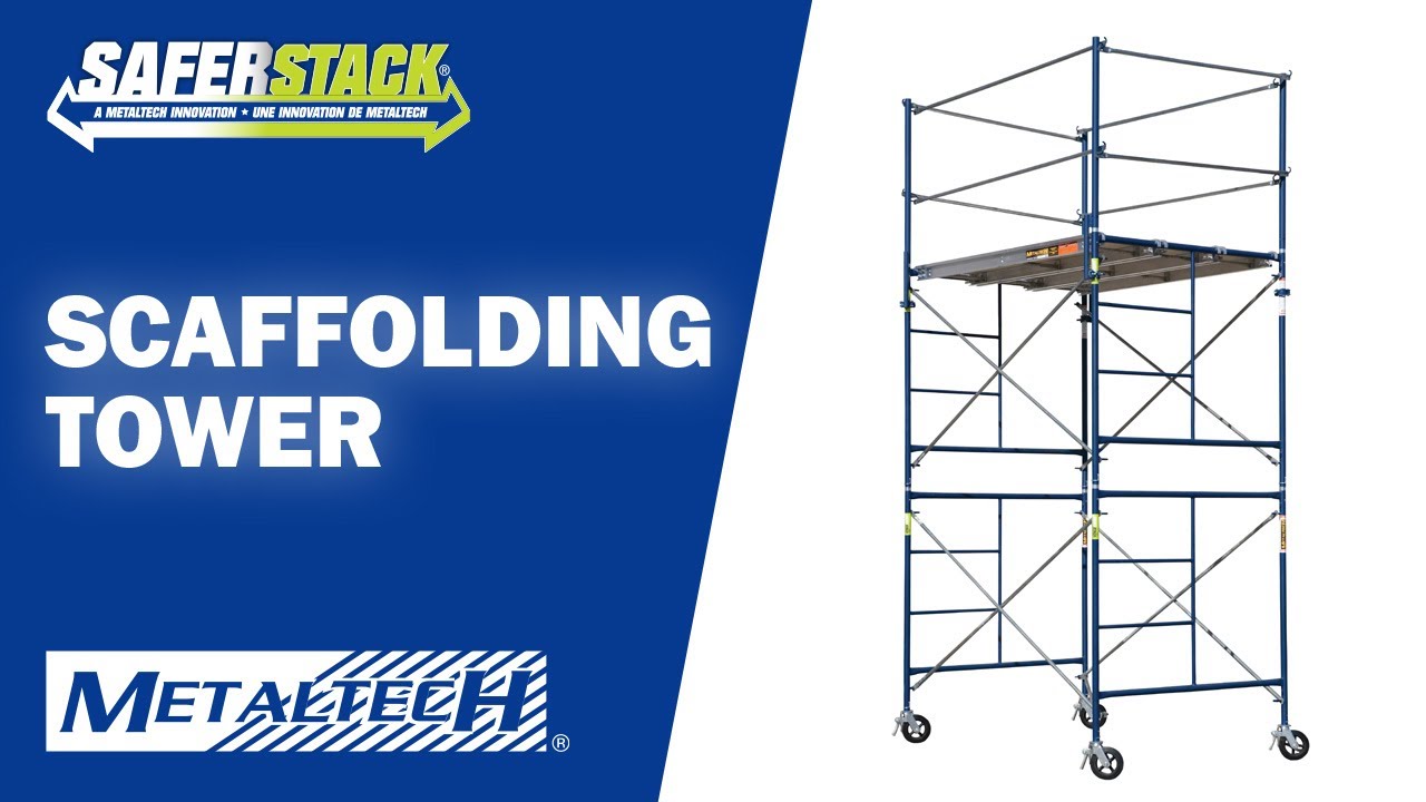 METALTECH SAFERSTACK - 5' x 7' x 10' Exterior Scaffolding Tower - YouTube