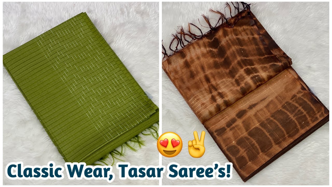 Smoky Print's, Tasar Silk Saree's | Best For Office Wear's, Etc. - YouTube