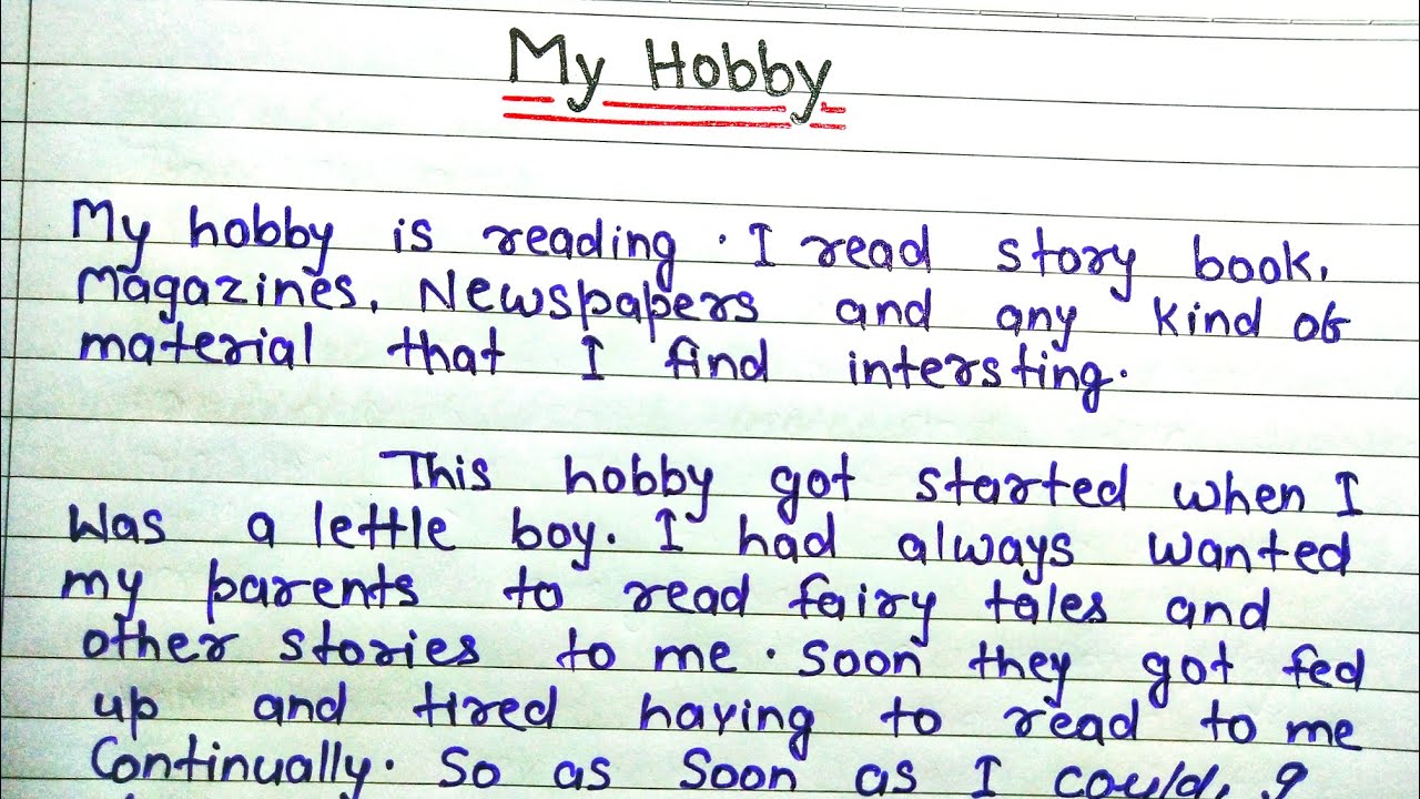 My Hobby essay in English // 15 lines on #myhobby in simple essay - YouTube