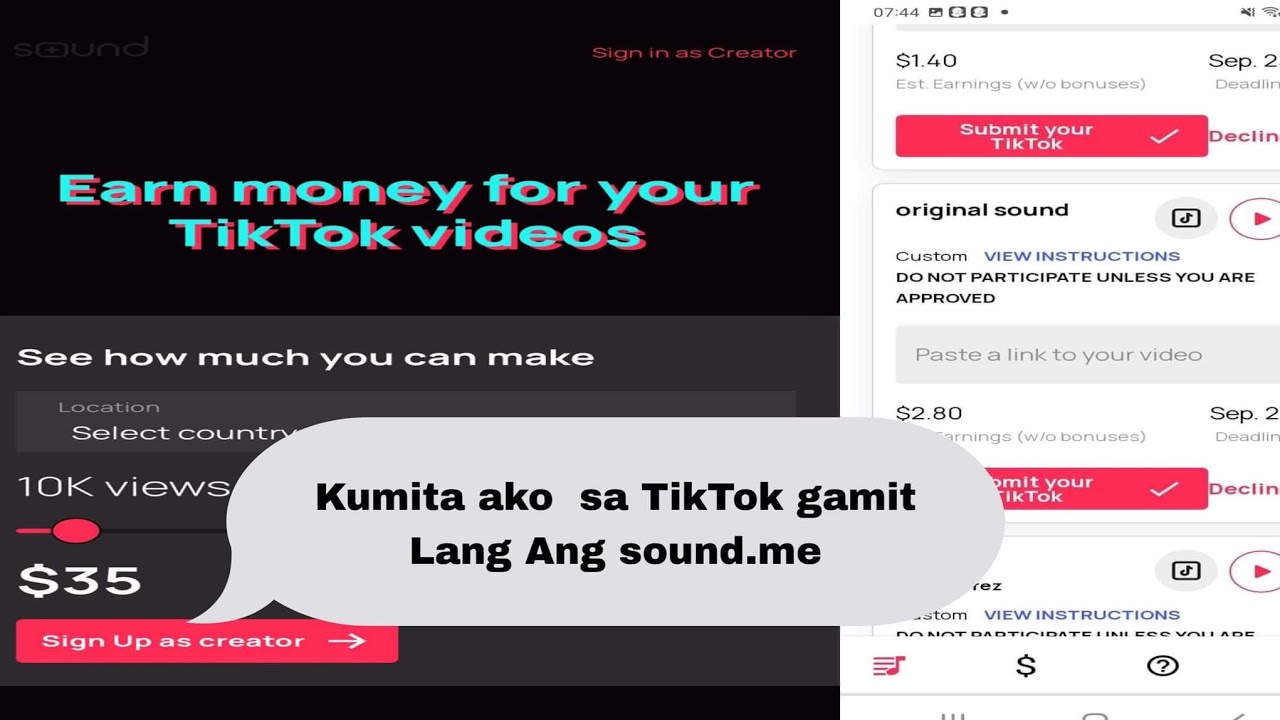 TUTORIAL VEDIO|HOW TO EARN MONEY ON TIKTOK USING SOUND.ME - YouTube