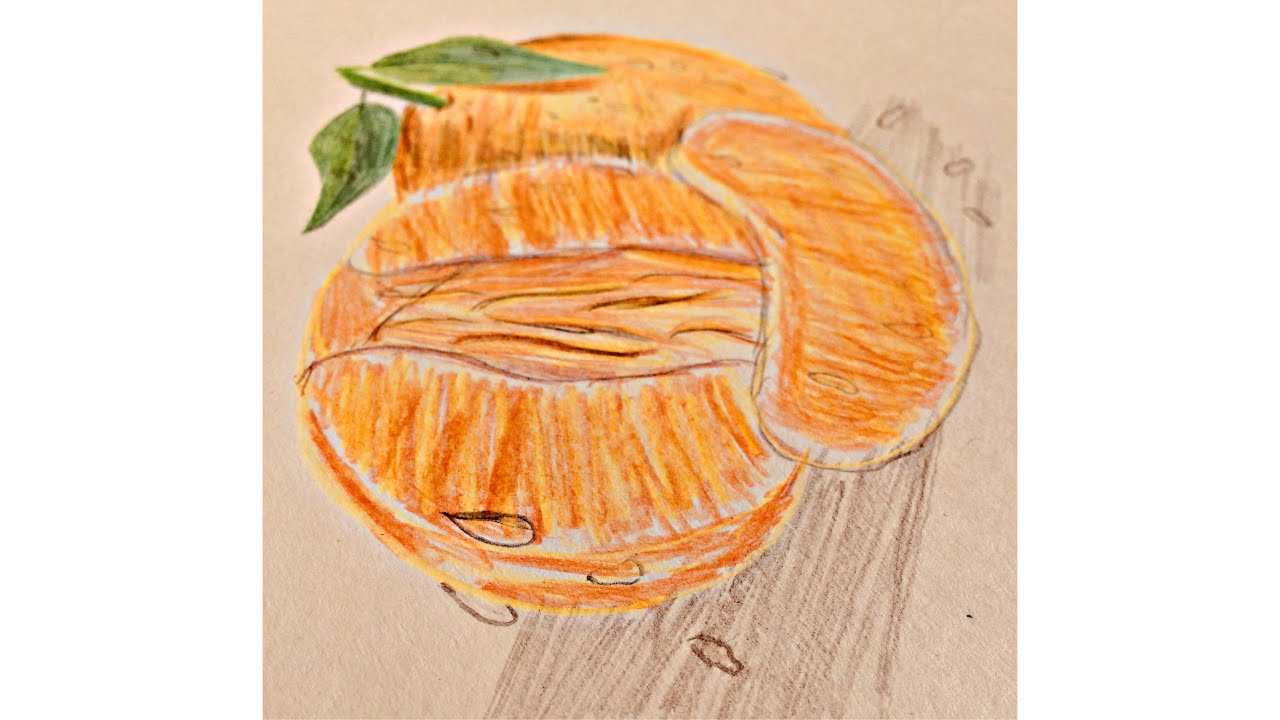 How to draw an orange with colored pencil |Art time |drawing - YouTube