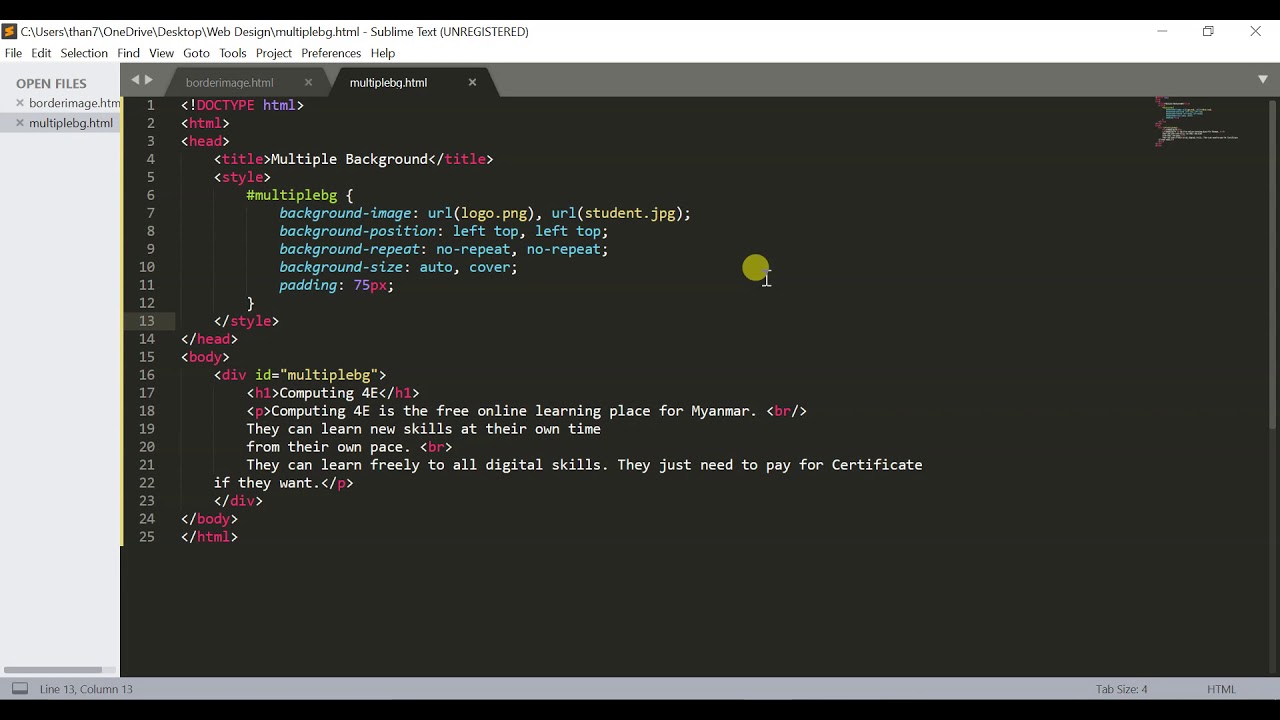 Web Design Basic 25 (Multiple Background Image CSS) - YouTube
