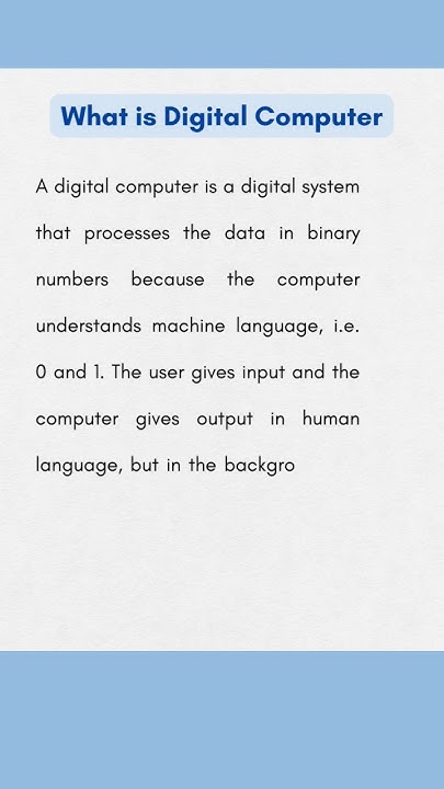 What is Digital Computer | Computer Fundamentals | - YouTube