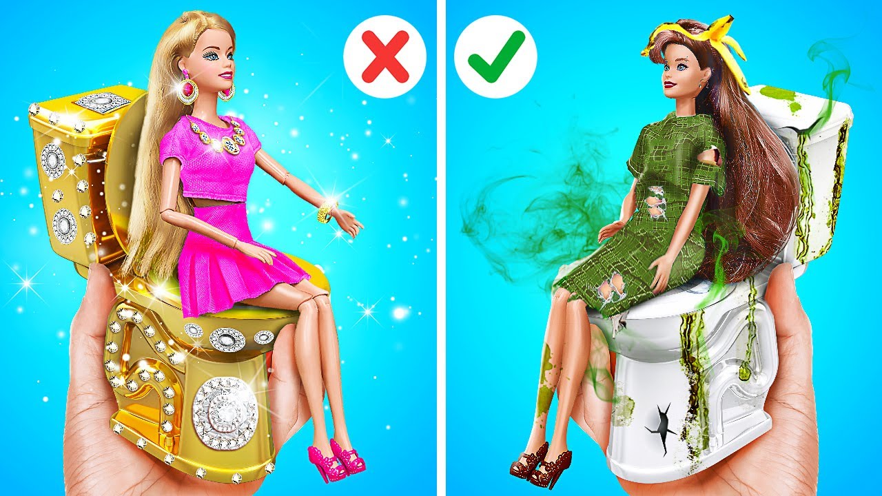💖 EXTREME RICH VS POOR BARBIE ROOM MAKEOVER 🤩🎀 Cute Miniature Crafts ...