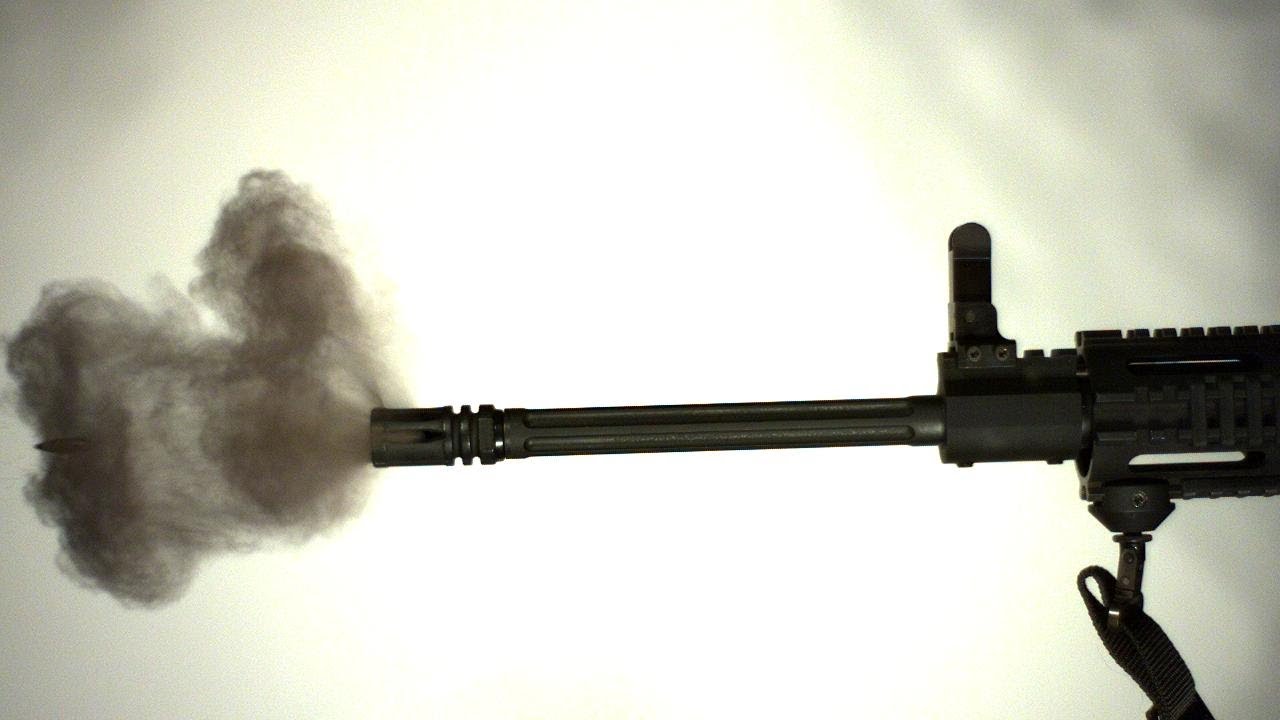 AR-15 Fluted Barrel Flex Slow Motion Vibrations High-Speed Camera 2 ...