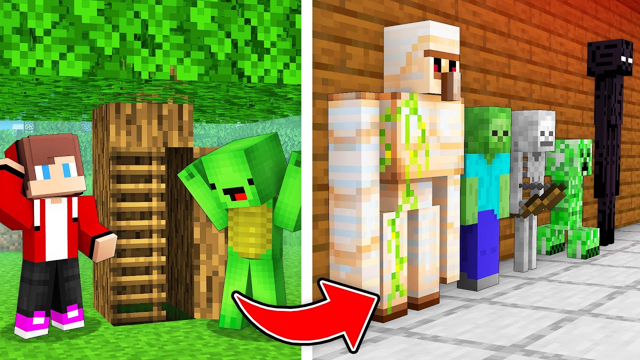 Mikey and JJ Found MOB Secret Underground Base in Minecraft! (Maizen) - YouTube