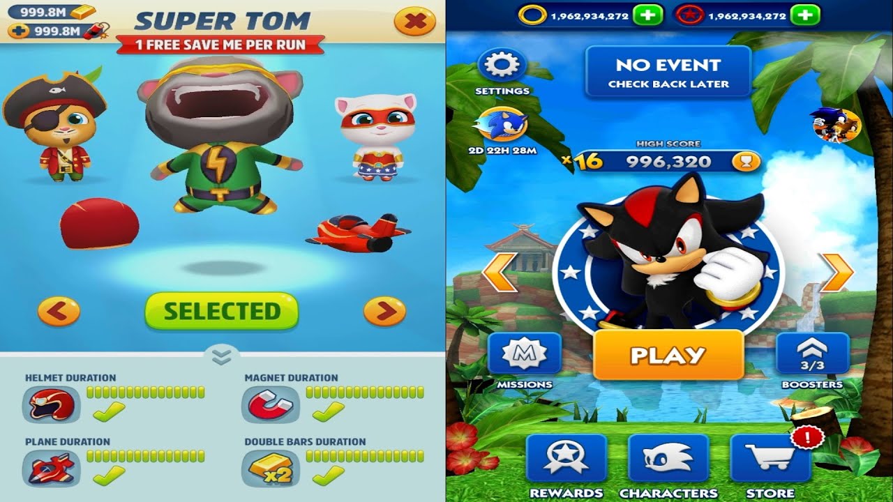 Talking Tom Gold Run - Super Tom VS Sonic Dash - Shadow the Hedgehog ...