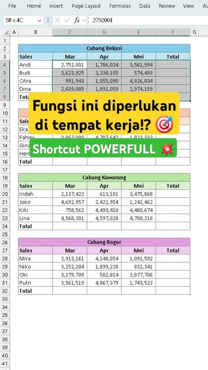 Shortcut Excel Buat Sat Set #exceltips #belajarexcel #sum - YouTube