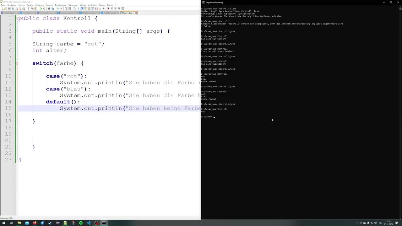 Programmieren in Java 1: Video 19.2 | switch-case - YouTube