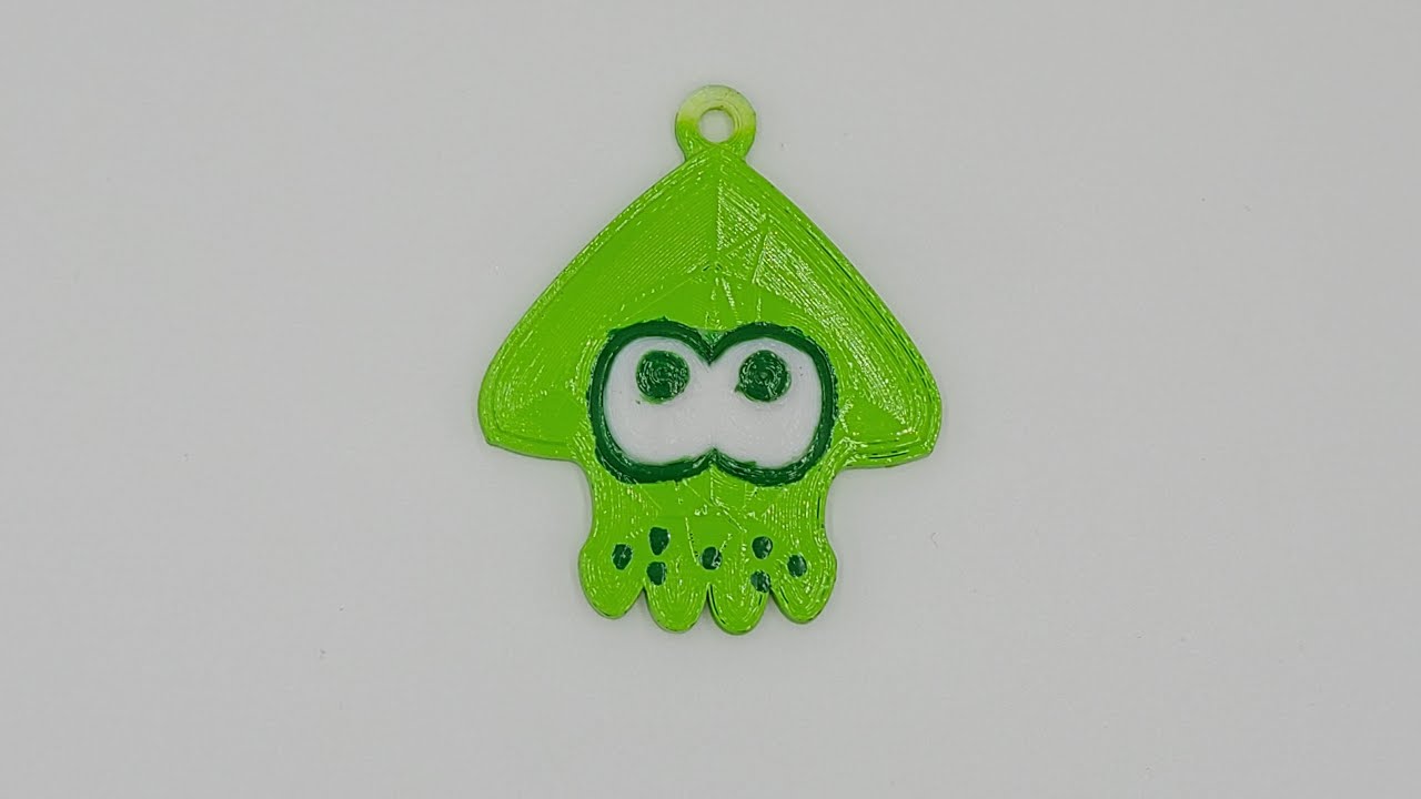3D Printed + Painted Splatoon Squid Keychain - YouTube