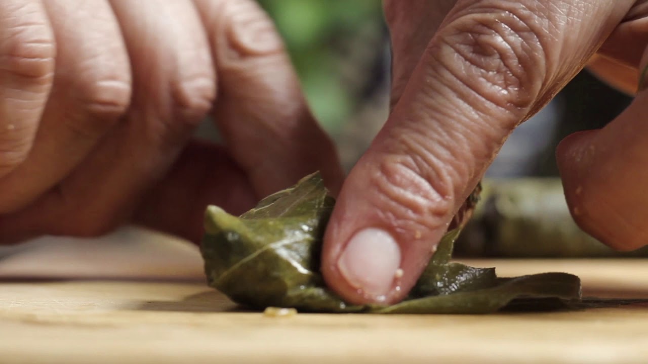 how to wrap grape leaves for dolma - YouTube