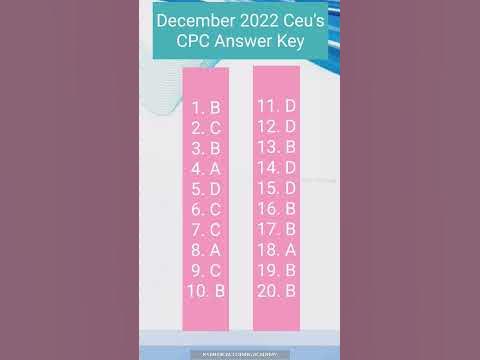 December 2022 CEU'S | CPC Ceu's Answer Key - YouTube