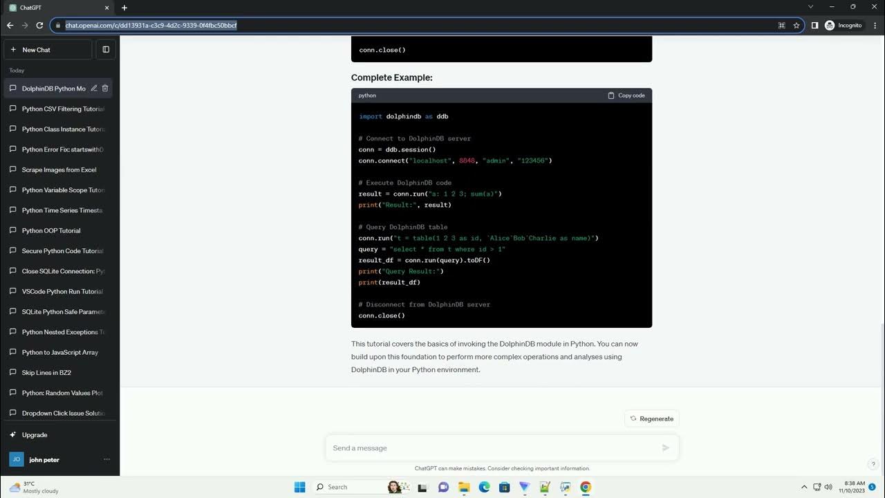 How to invoke the module of dolphindb in python - YouTube