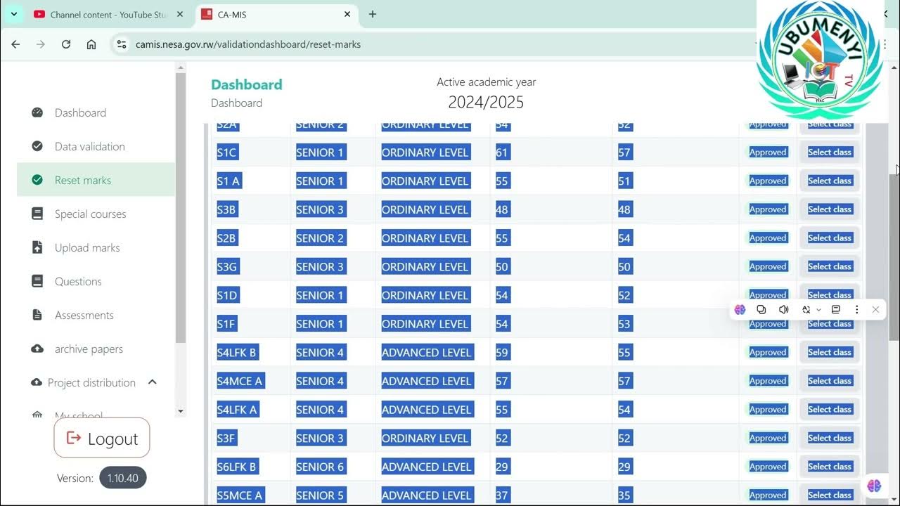 CAMIS NESA camis reset marks new menu feature added in headteacher CAMIS account used when ...