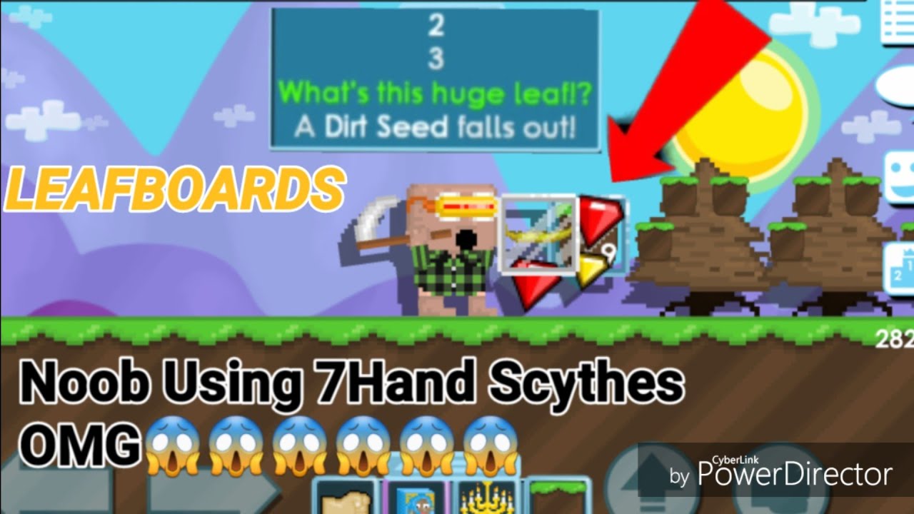 Noob USING 7 HAND SCYTHES! OMG ( I GOT LEAFBOARDS! ) - Growtopia - YouTube