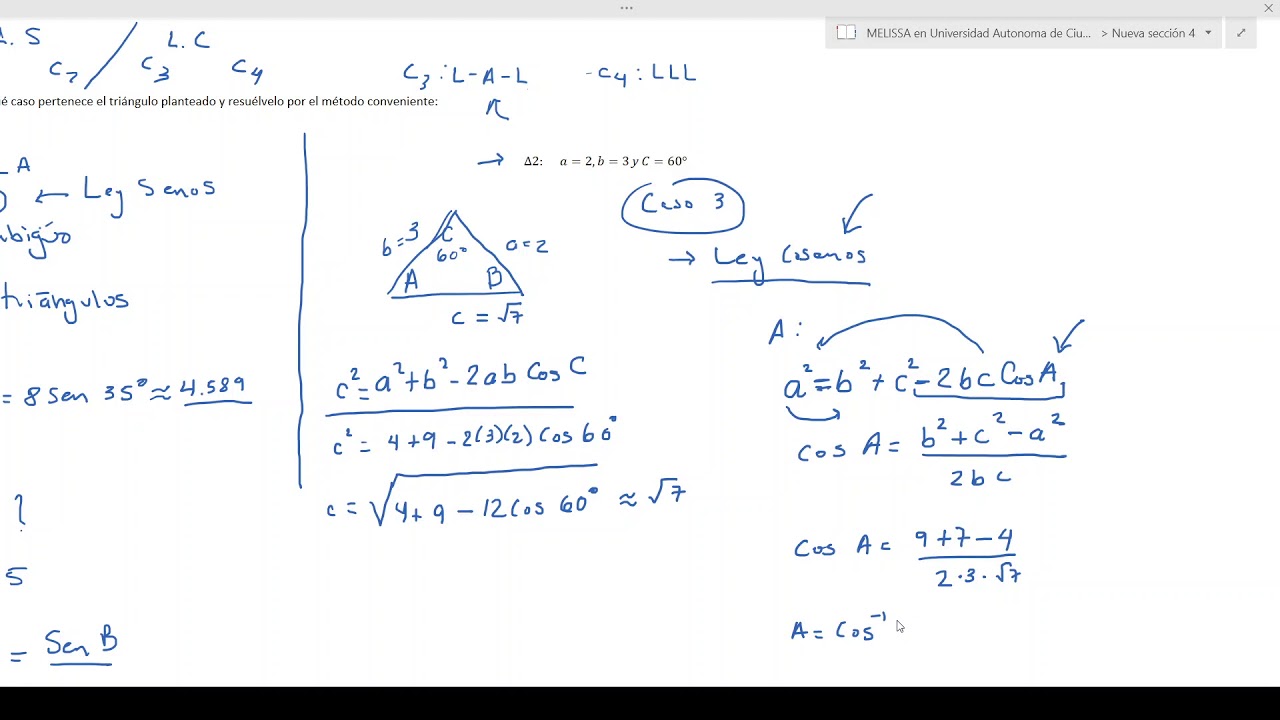 Identificar el caso del triángulo oblicuo y resolverlo Parte 2: Ley de ...