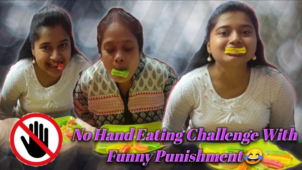 No Hand Eating Challenge With Mom/no hand eating challenge with funny ...