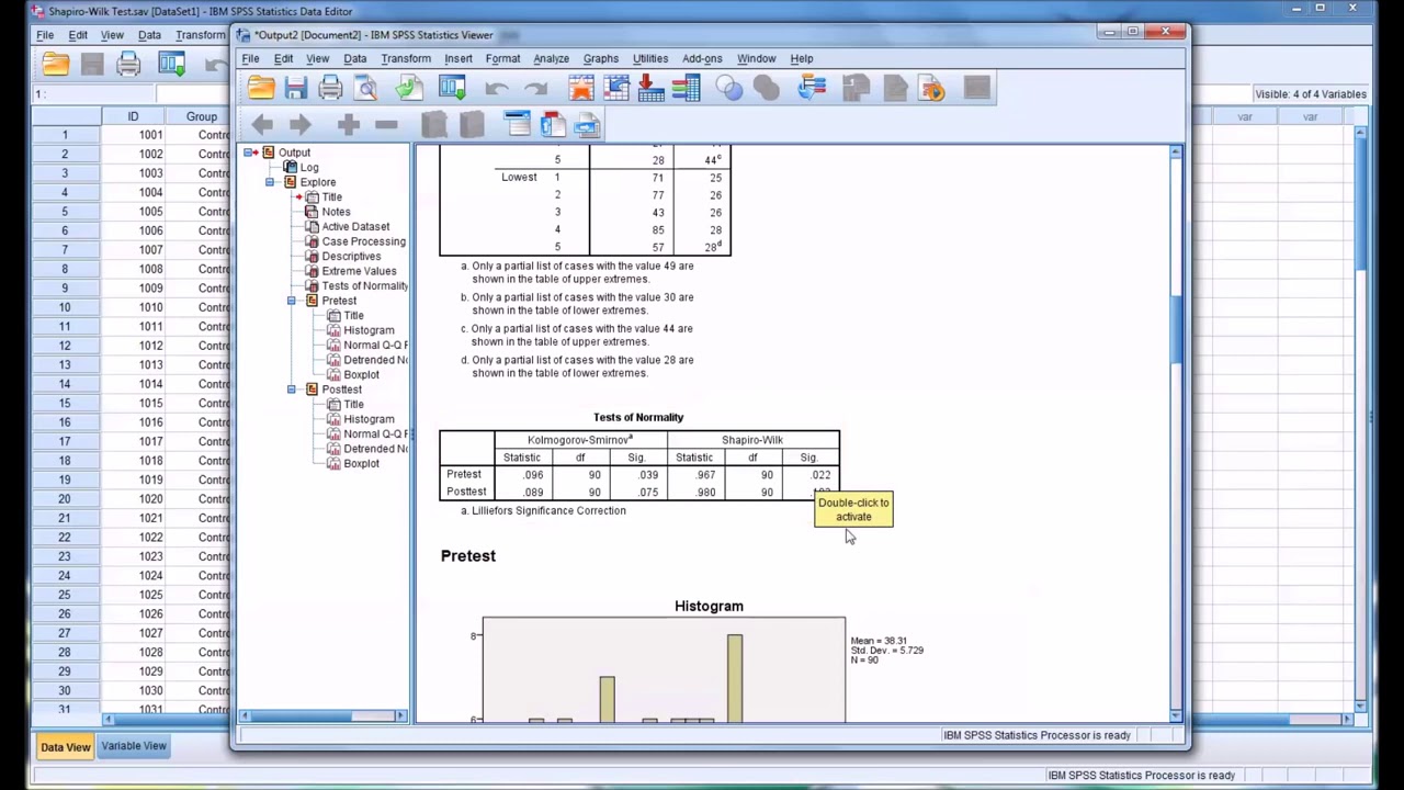 Conducting a Shapiro Wilk Normality Test in SPSS - YouTube