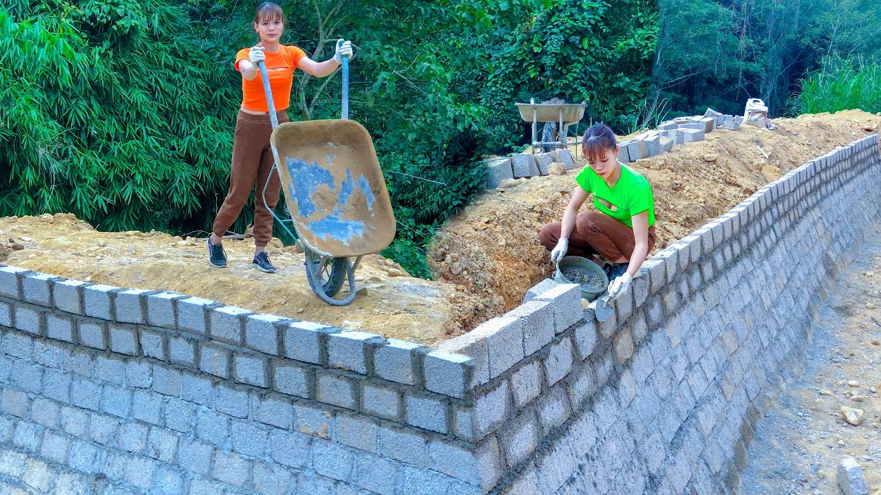 Finishing the Last Part of the Pond Wall with #DIY Brick - Ngân Daily ...