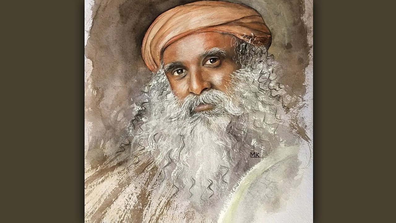 Sadhguru watercolor portrait painting - YouTube