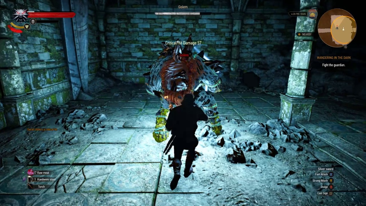 The Witcher 3 Golem fight on Death March! difficulty - YouTube