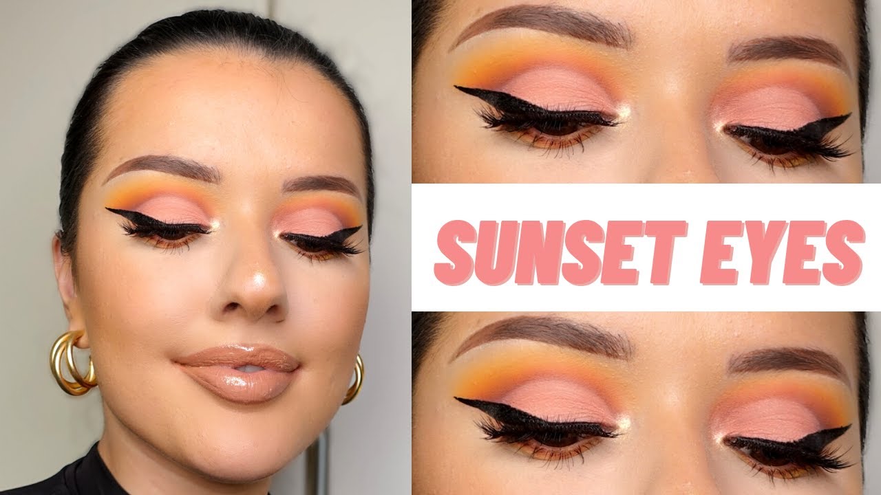 SUNSET EYESHADOW TUTORIAL | HOODED EYES | USING HNB COSMETICS DARE TO BE DIFFERENT PALETTE ...