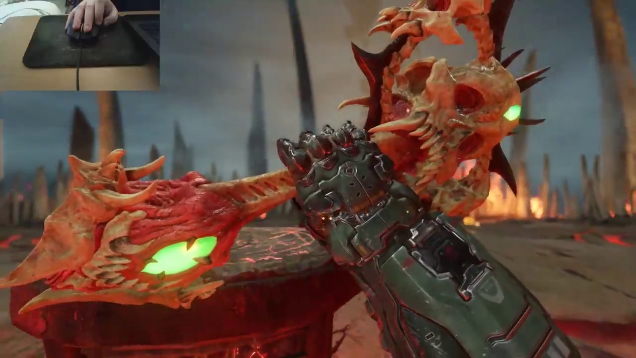 Doom (2016) || Beating the Hell Guards on Nightmare mode with one hand - YouTube