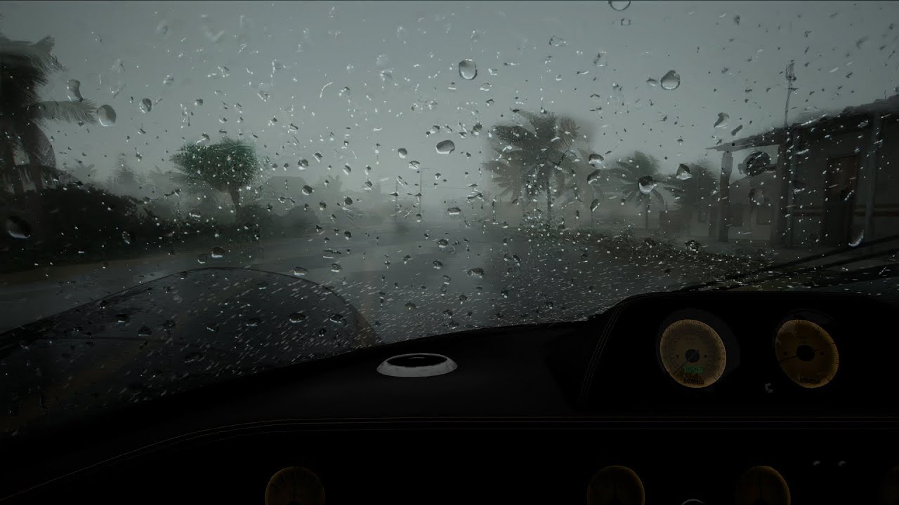 Steady Rain Hitting Car Windows with Mild Thunder for Sleep and Focus ...