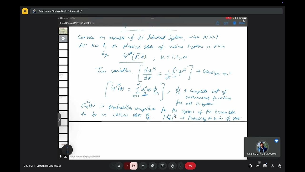 Live Session 9 (Statistical Mechanics) - YouTube