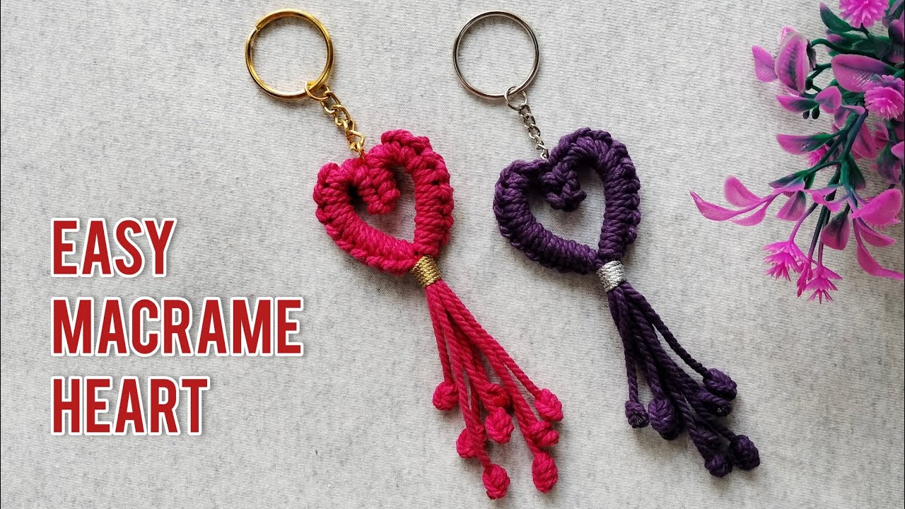 Easy Macrame Heart | DIY Macrame Heart Keychain | Valentine's Day gift | Macrame Bag and Purse ...
