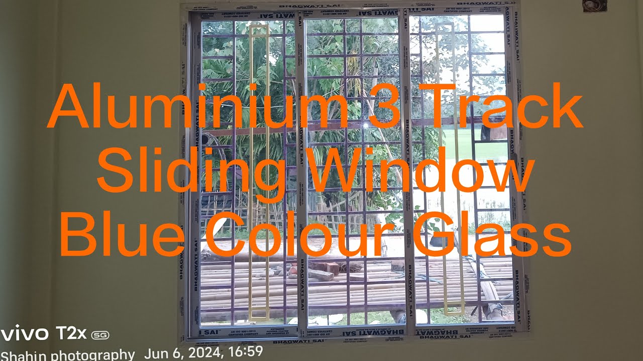 Aluminium 3 Track Sliding Window || Blue Colour Glass || - YouTube