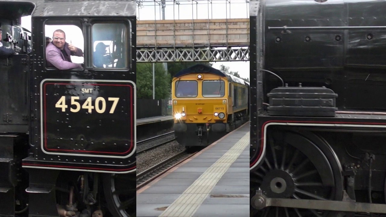 The return of mainline steam LMS black 5 45407 ELR to Carnforth @ Mills ...