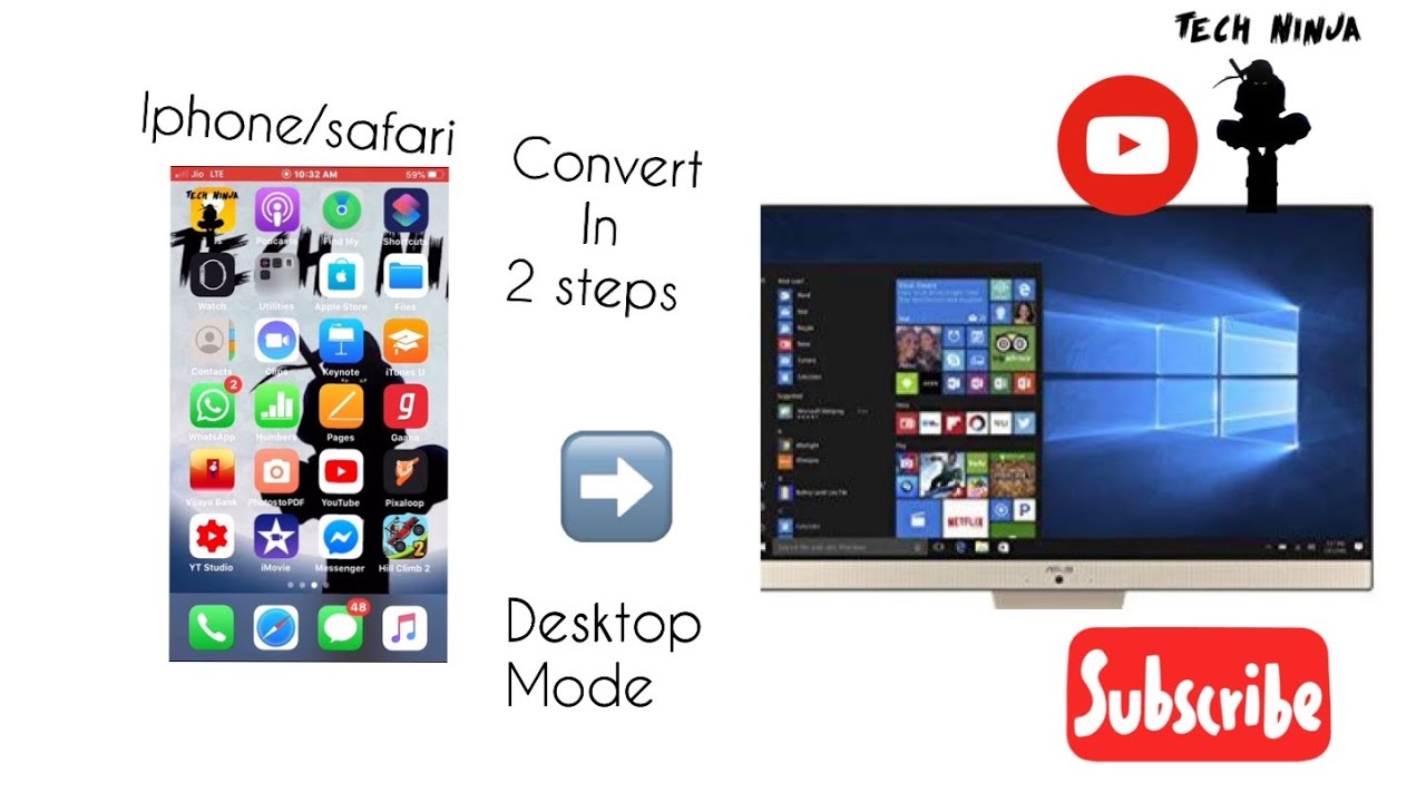 How to convert mobile screen to desktop | iphone / safari | In 2 steps ...
