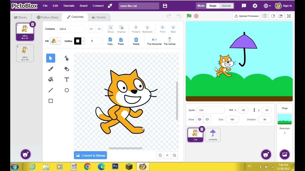 SAVE THE CAT GAME USING PICTOBLOX - YouTube