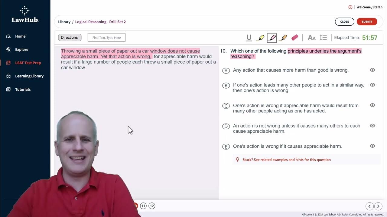 How to Identify a Principle to Support a LSAT Argument Using LawHub Logical Reasoning Drill Set ...