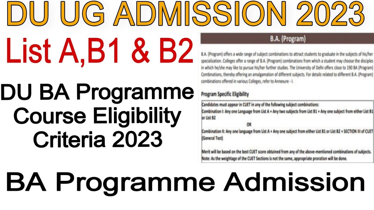 Delhi University BA Programme Course Admission Eligibility Criteria ...